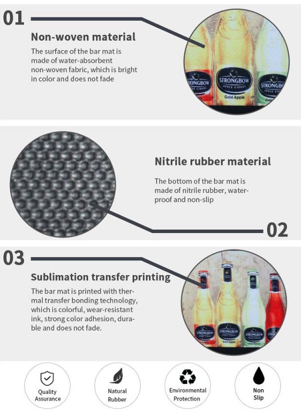 Custom Polyester Fabric Bar Top Counter Mats Collectable Vintage Pub ...